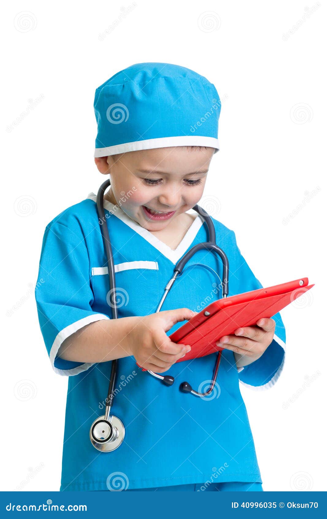 Kid Boy Doctor with Tablet Pc in Hands Stock Image - Image of person ...