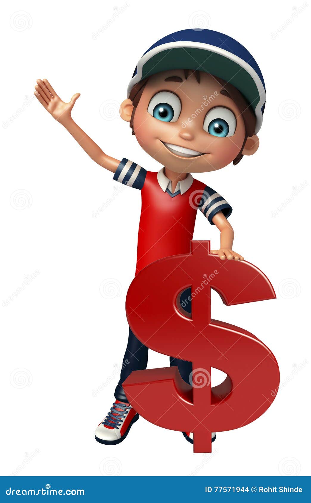 Kid boy with dollar stock illustration. Illustration of educational ...