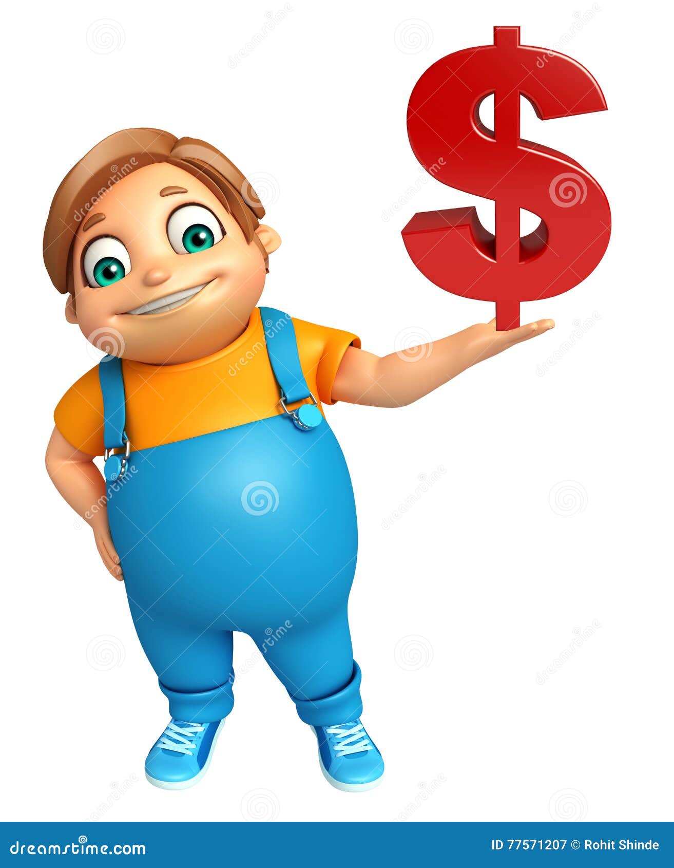 Kid boy with Dollar sign stock illustration. Illustration of happy ...