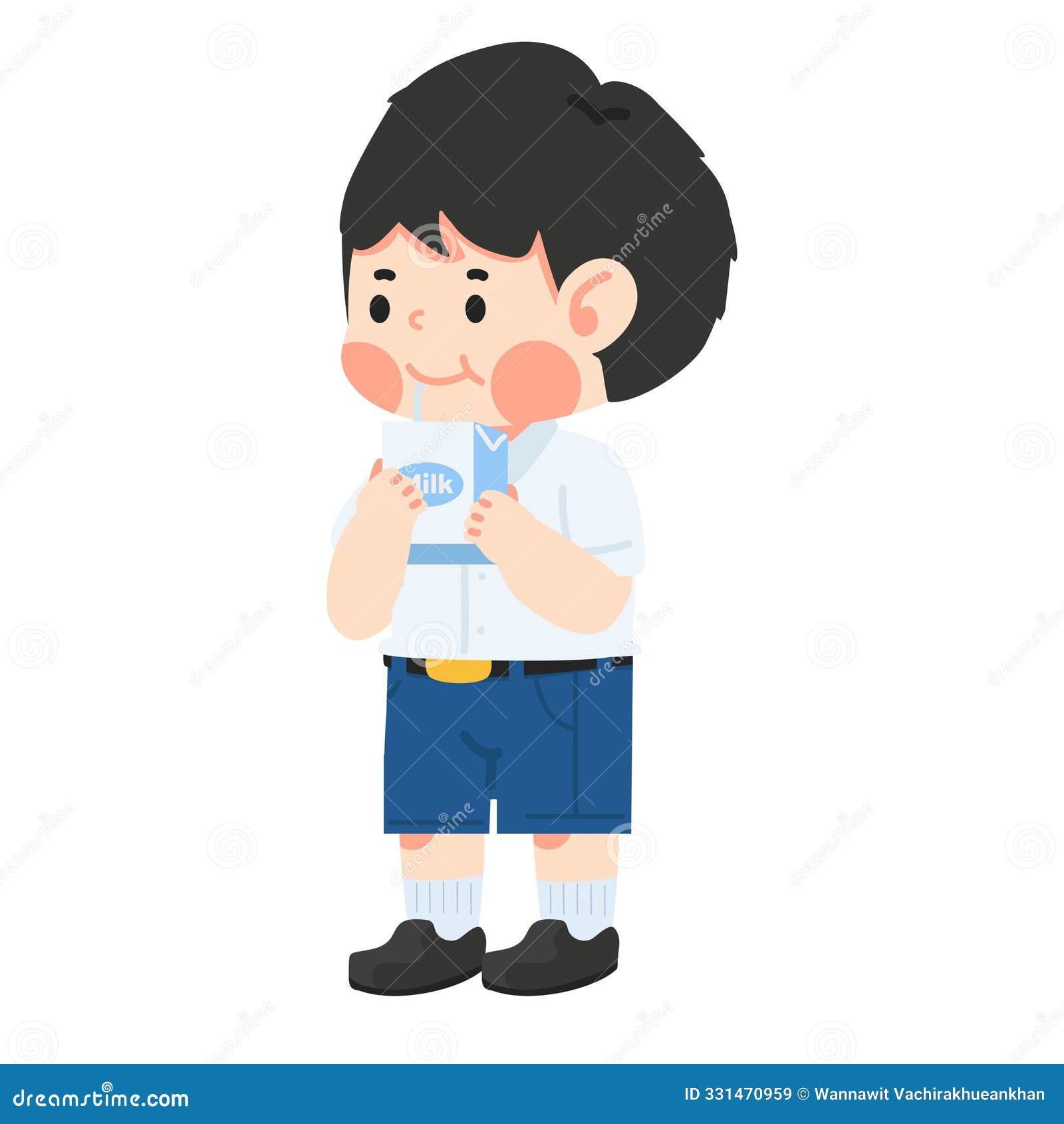 Kid boy is drinking milk stock illustration. Illustration of portrait ...