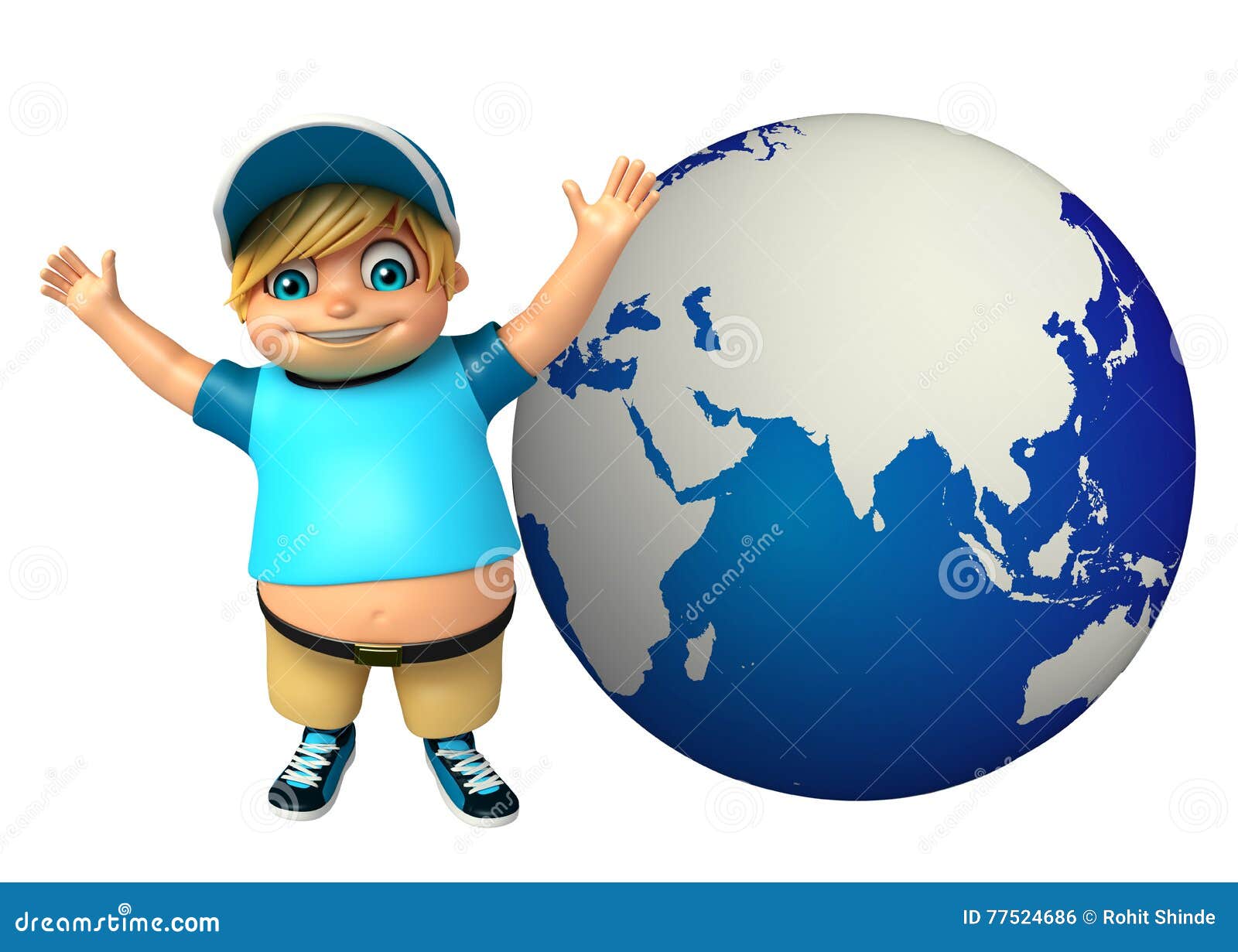 Kid boy with Earth sign stock illustration. Illustration of playful ...