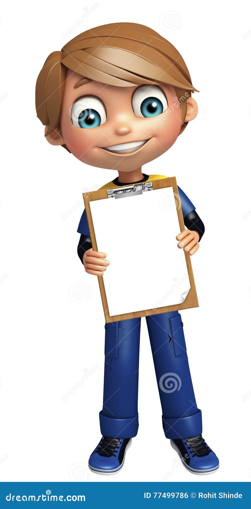 Kid boy with exam pad stock illustration. Illustration of happiness ...