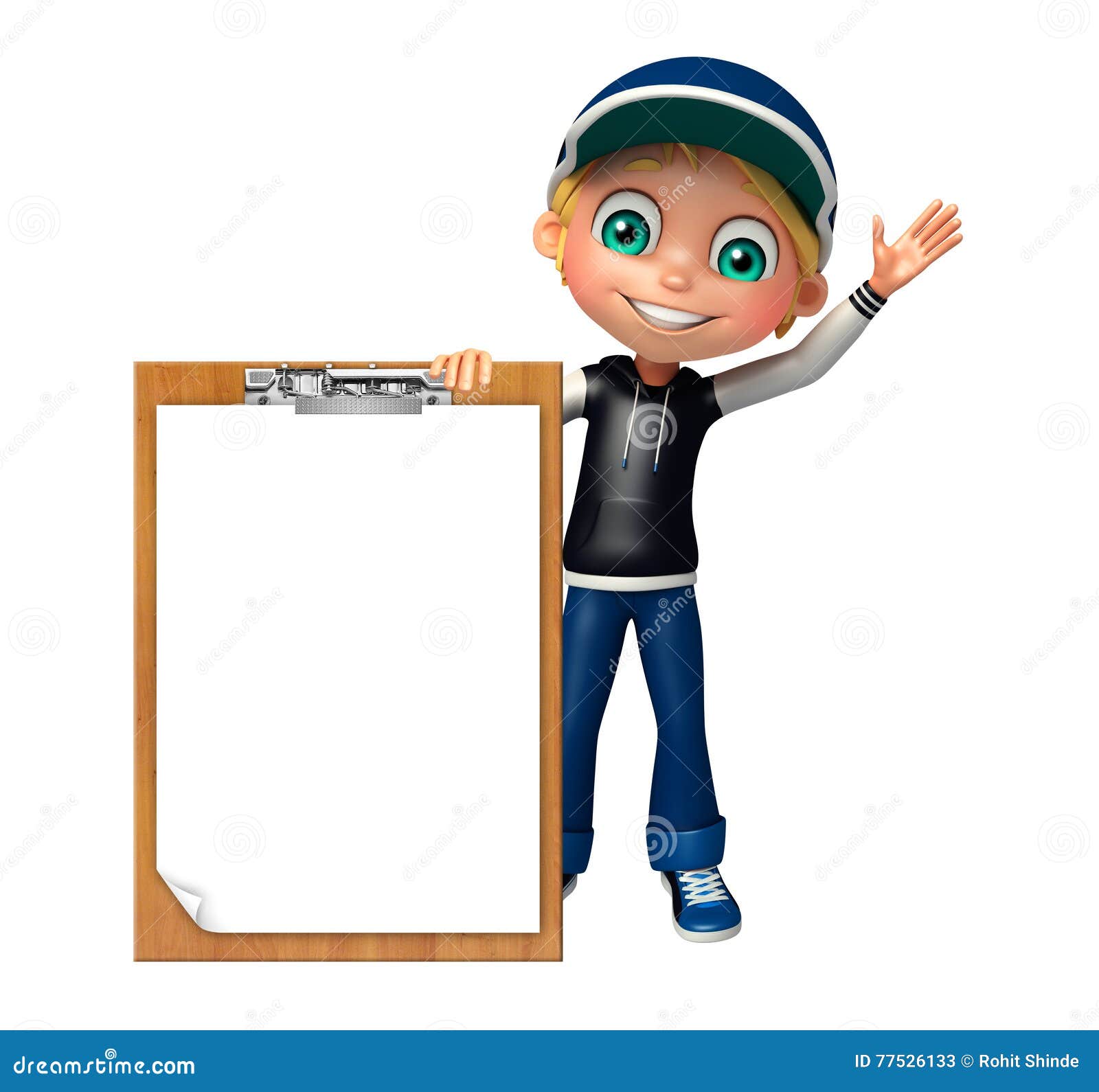 Kid boy with exam pad stock illustration. Illustration of student ...