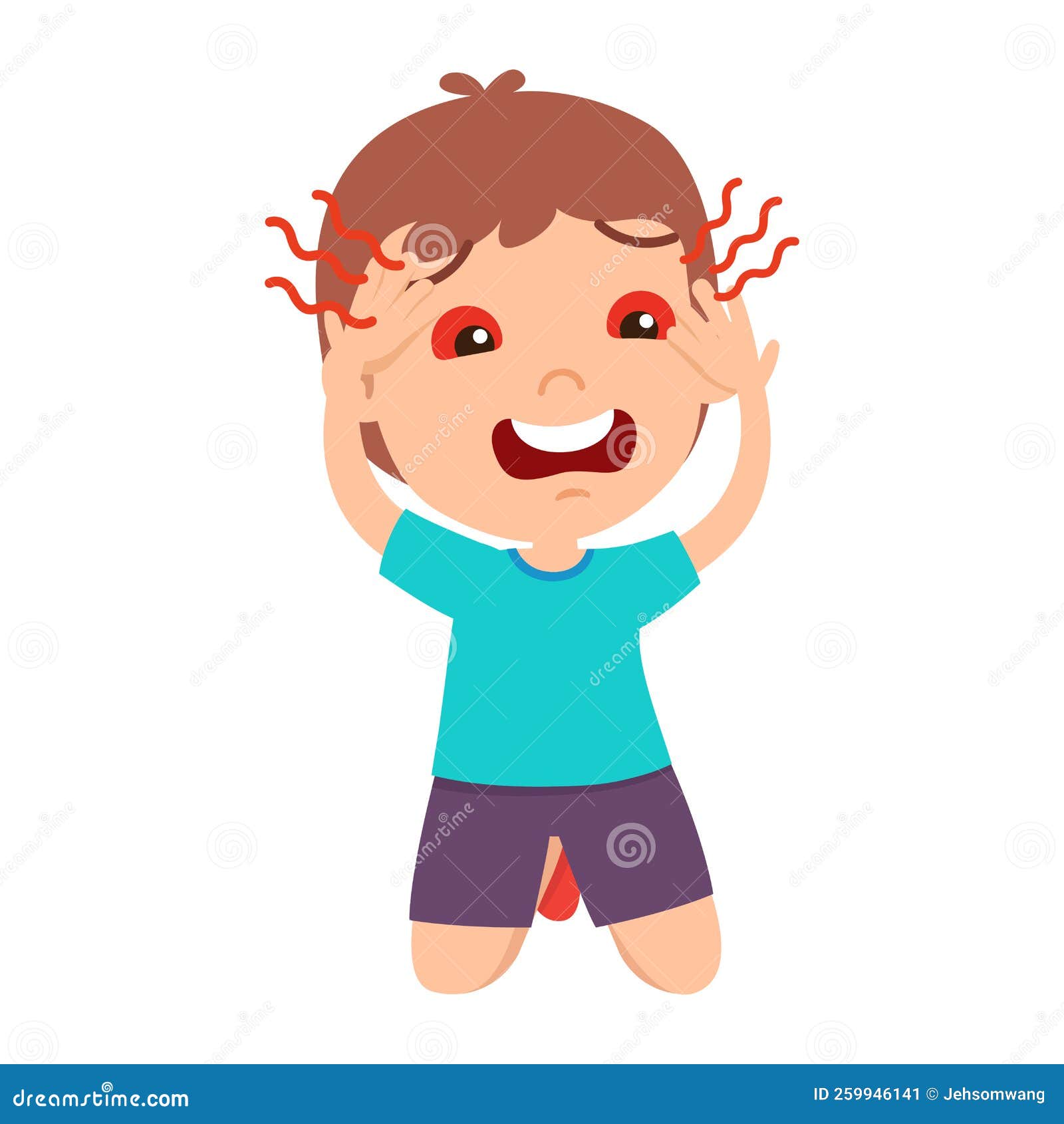 Kid Boy Eye Pain and Red Eye Stock Vector - Illustration of health ...