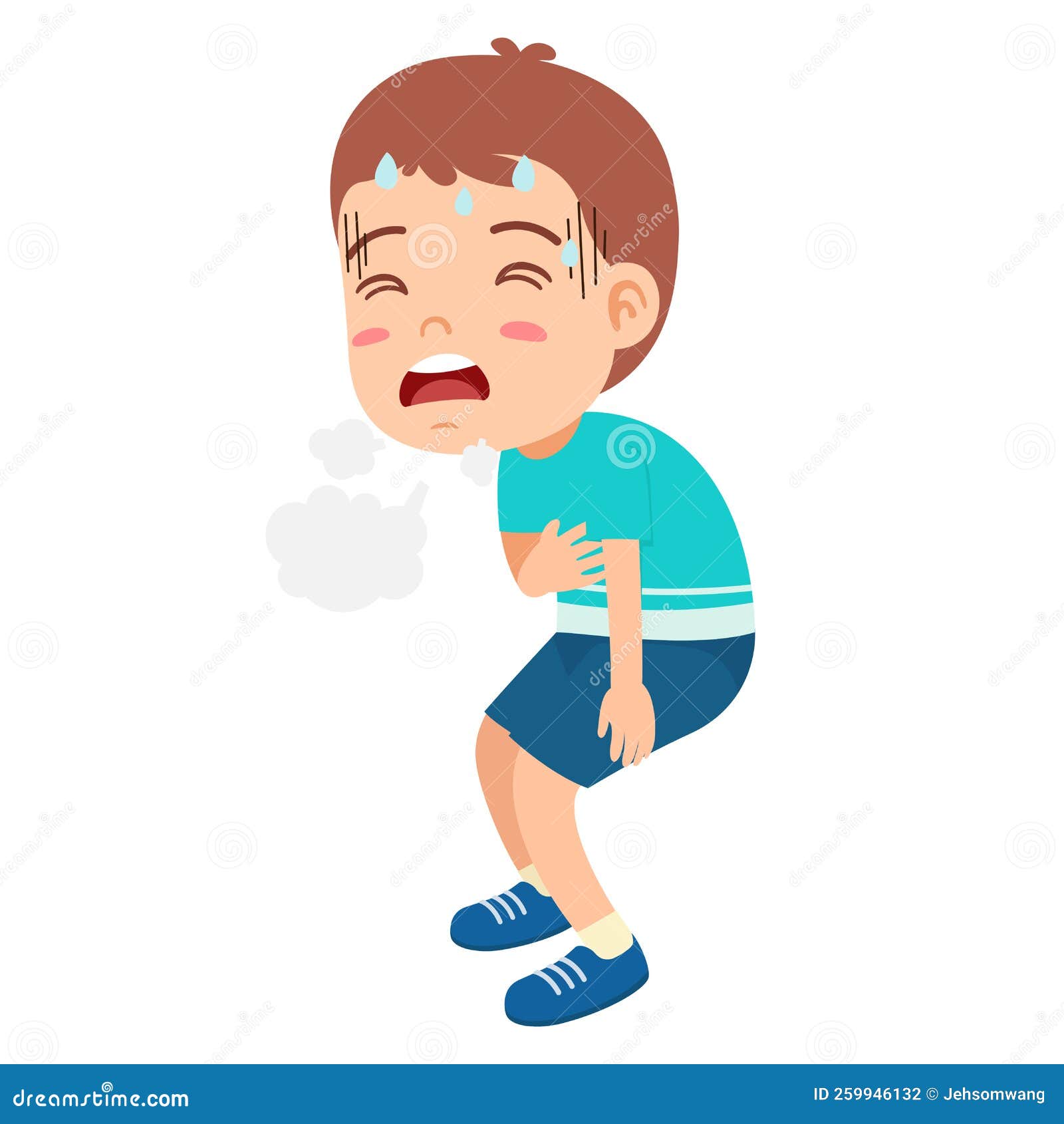 Kid Boy Feeling Tired and Difficulty Breathing Stock Vector ...