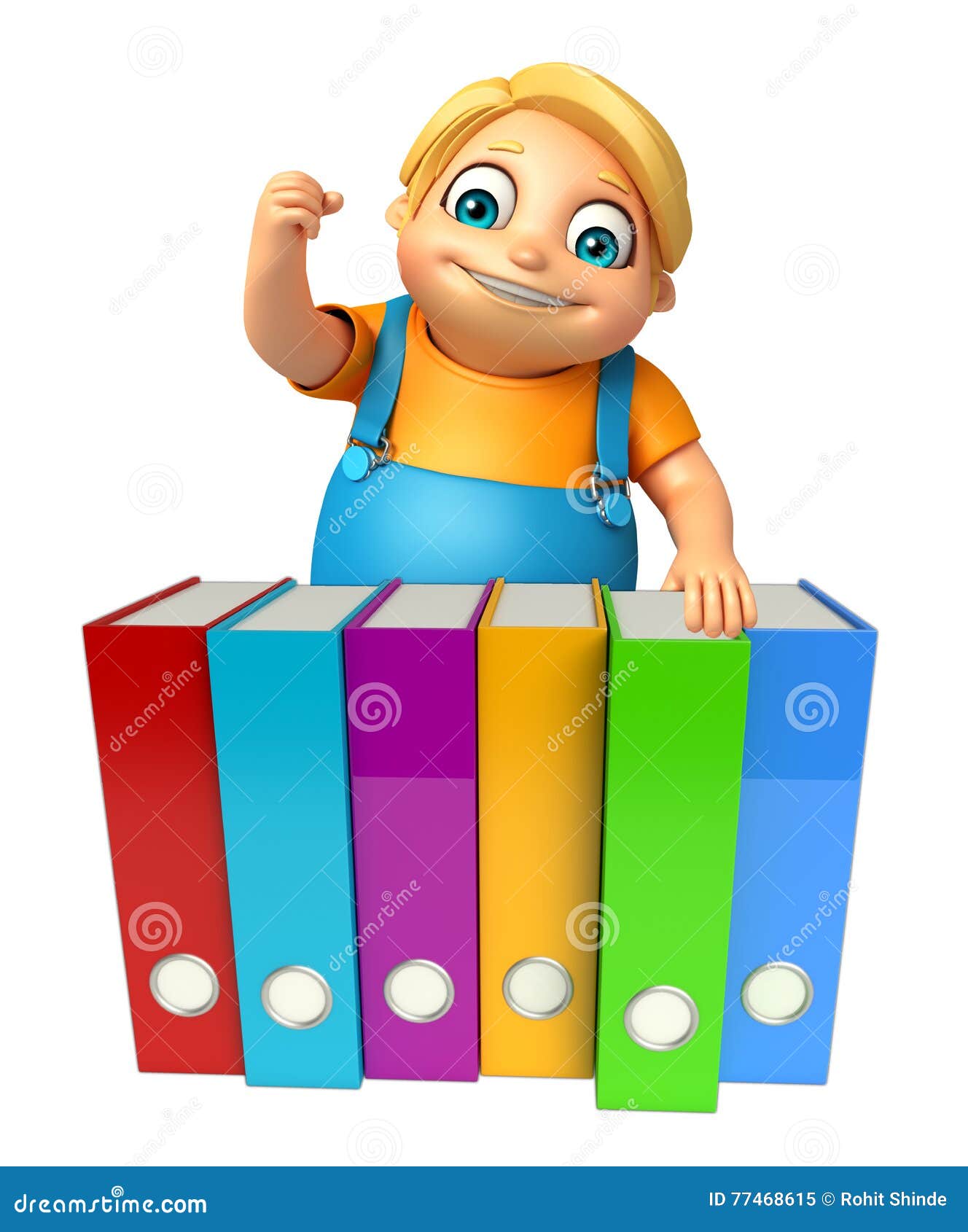 Kid boy with Files stock illustration. Illustration of learning - 77468615