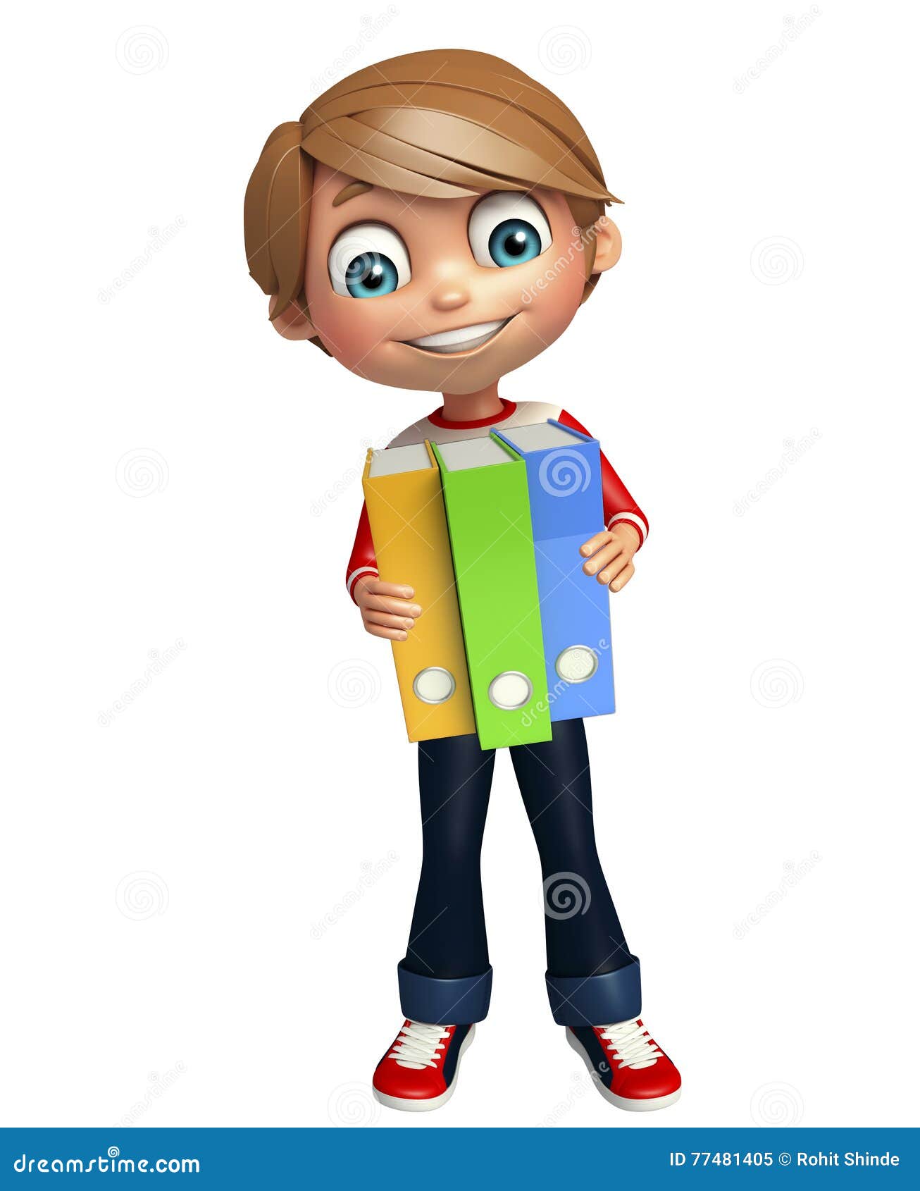Kid boy with files stock illustration. Illustration of playful - 77481405