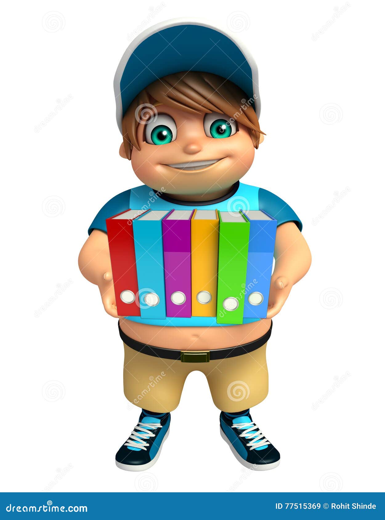 Kid boy with Files stock illustration. Illustration of isolated - 77515369