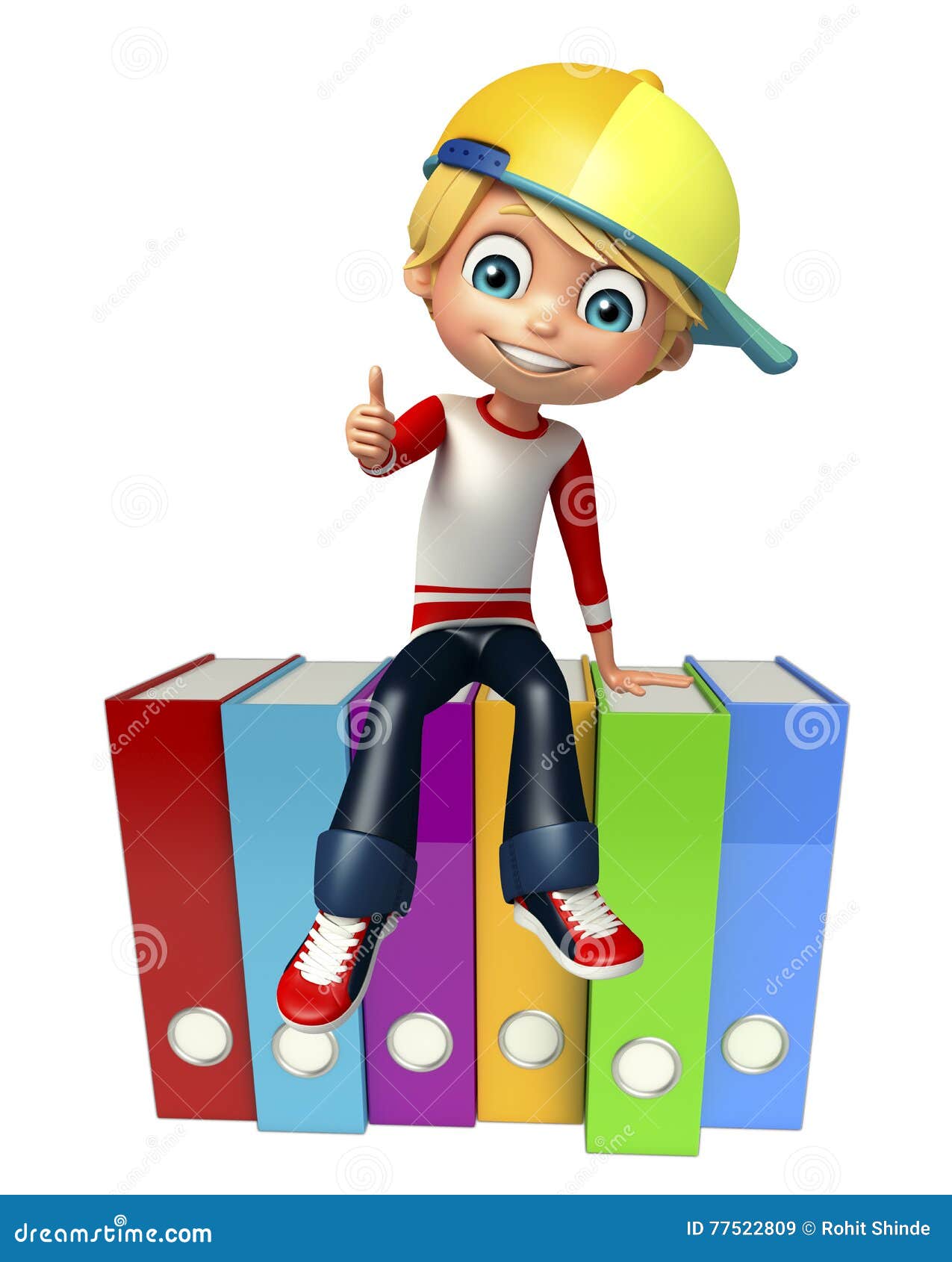Kid boy with files stock illustration. Illustration of educational ...