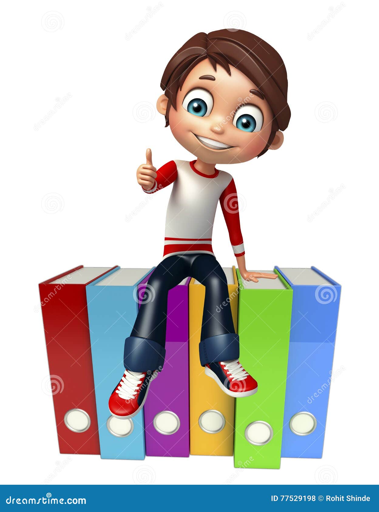 Kid boy with files stock illustration. Illustration of clipart - 77529198