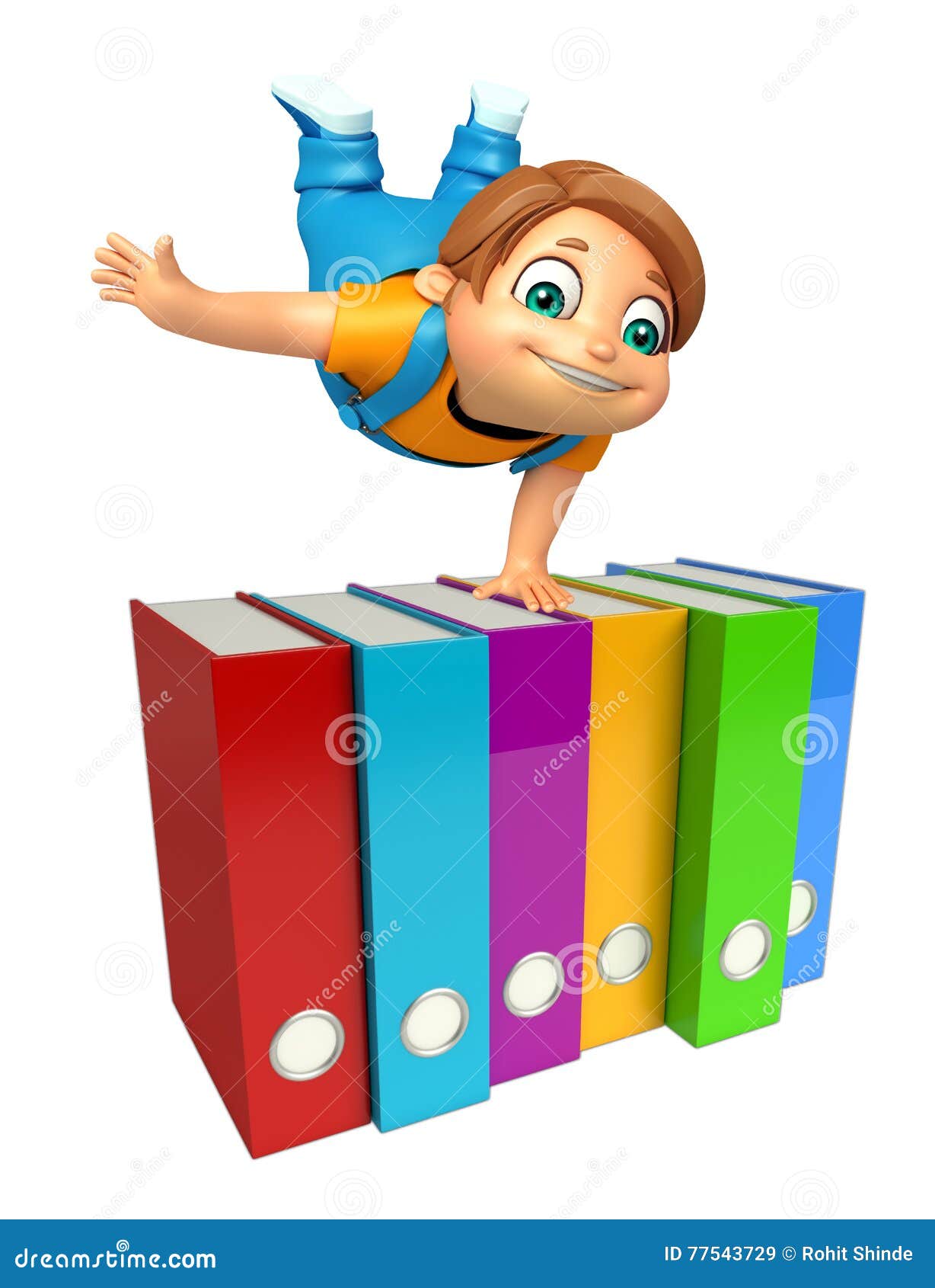 Kid boy with Files stock illustration. Illustration of study - 77543729