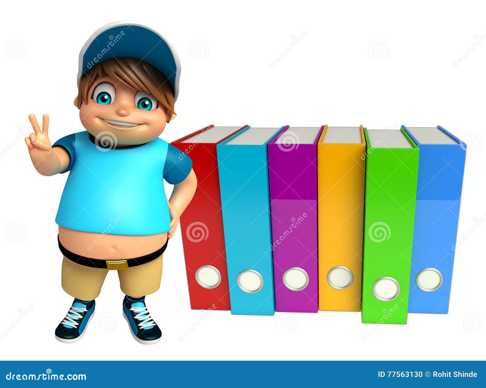Kid boy with Files stock illustration. Illustration of student - 77563130