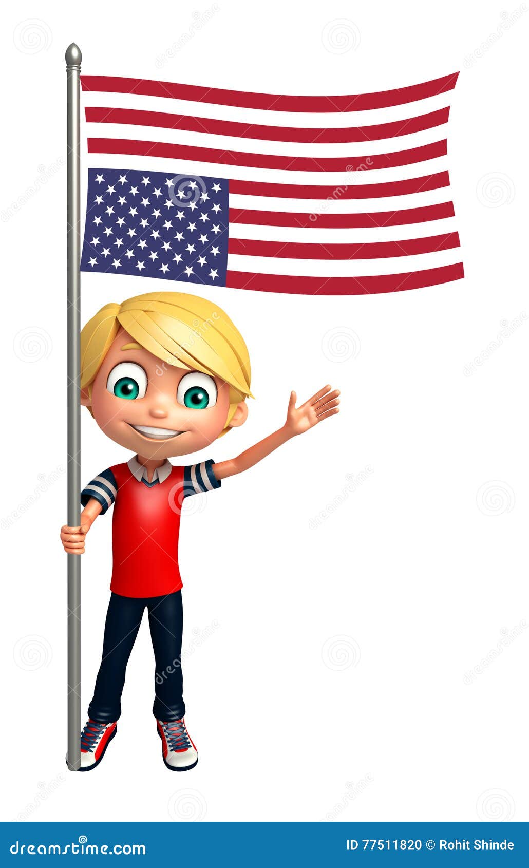 Kid boy with flag stock illustration. Illustration of flag - 77511820