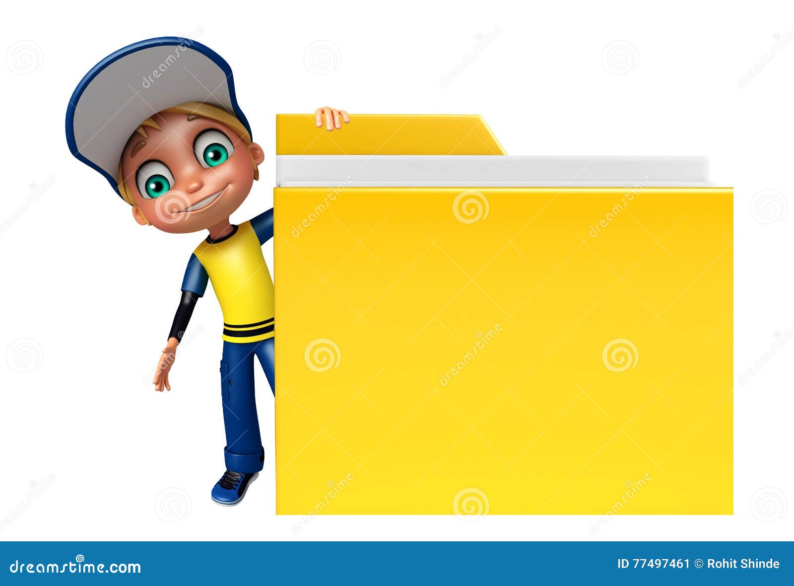 Kid boy with folder stock illustration. Illustration of activity - 77497461