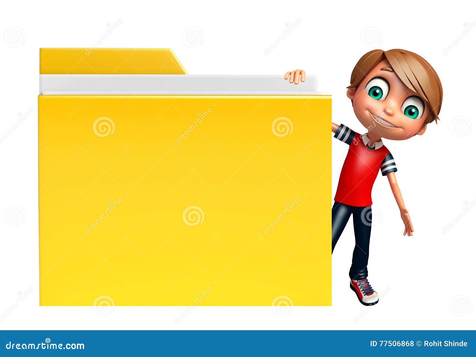 Kid boy with folder stock illustration. Illustration of happy - 77506868