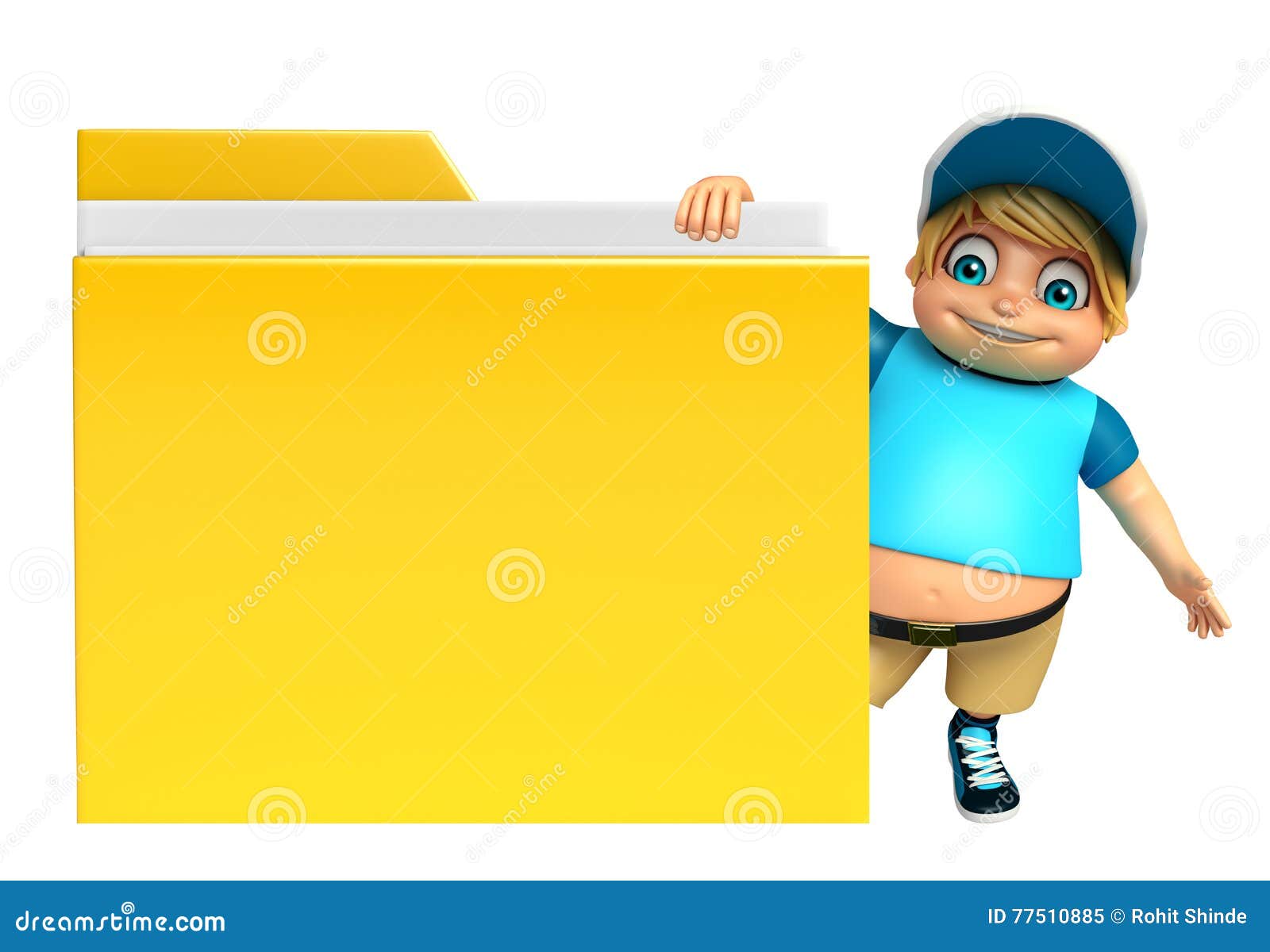 Kid boy with Folder stock illustration. Illustration of happy - 77510885