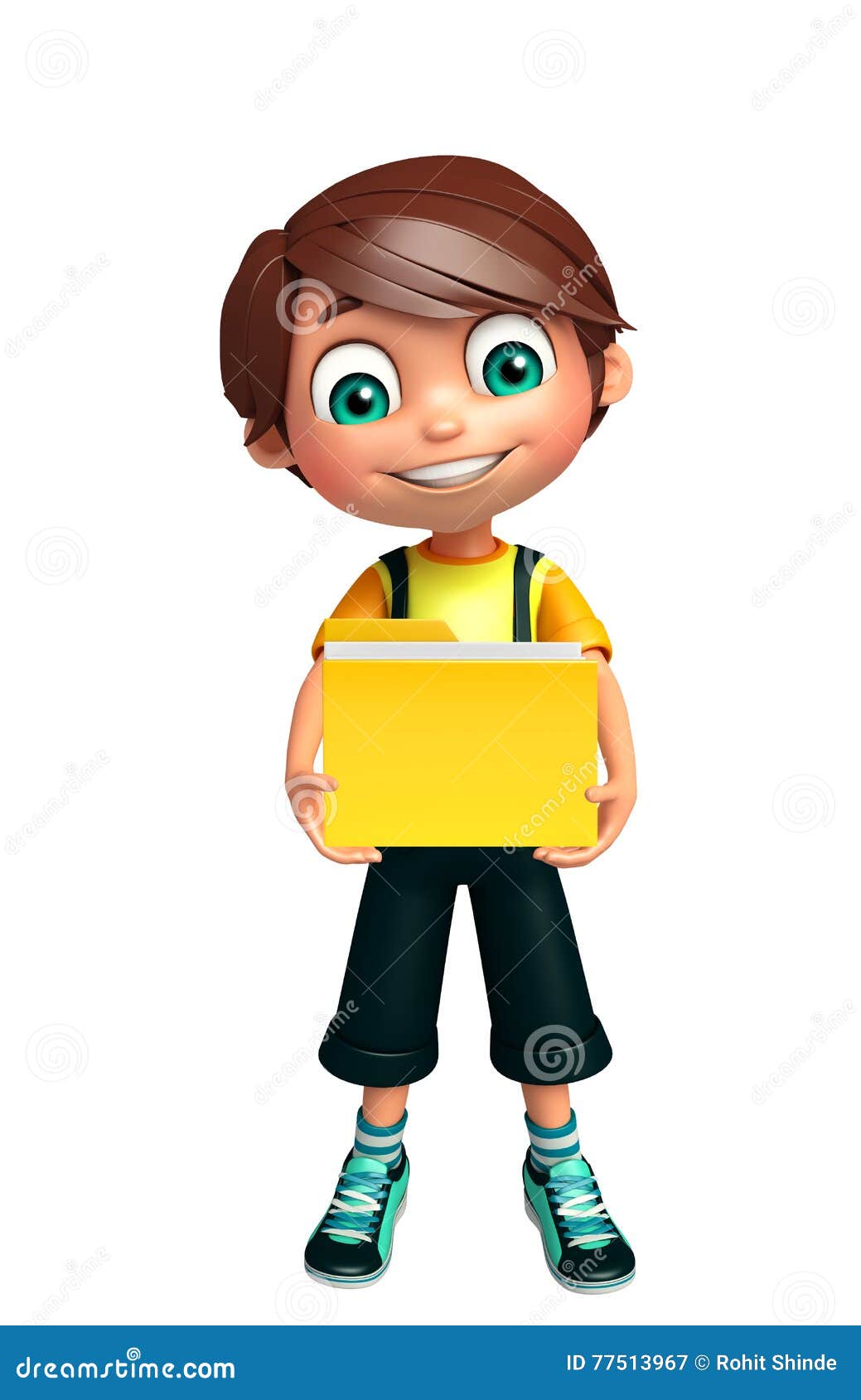 Kid boy with folder stock illustration. Illustration of school - 77513967
