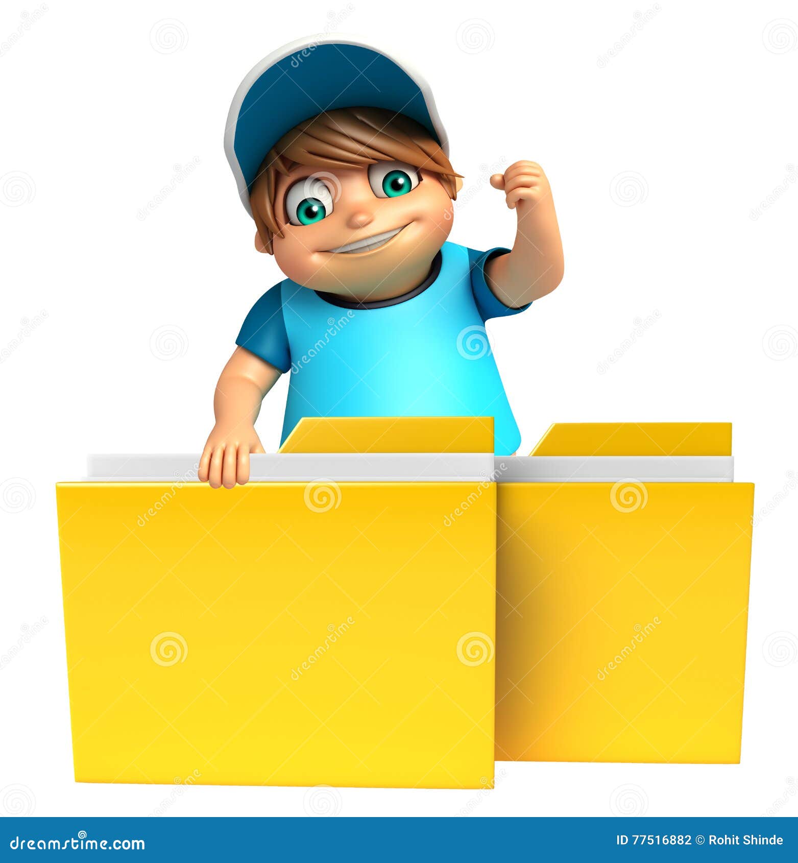 Kid boy with Folder stock illustration. Illustration of cheerful - 77516882
