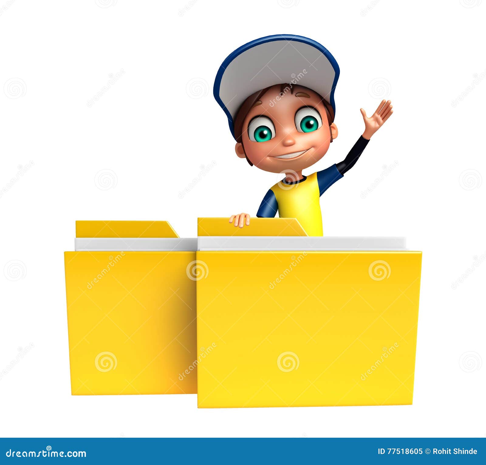 Kid boy with folder stock illustration. Illustration of grade - 77518605