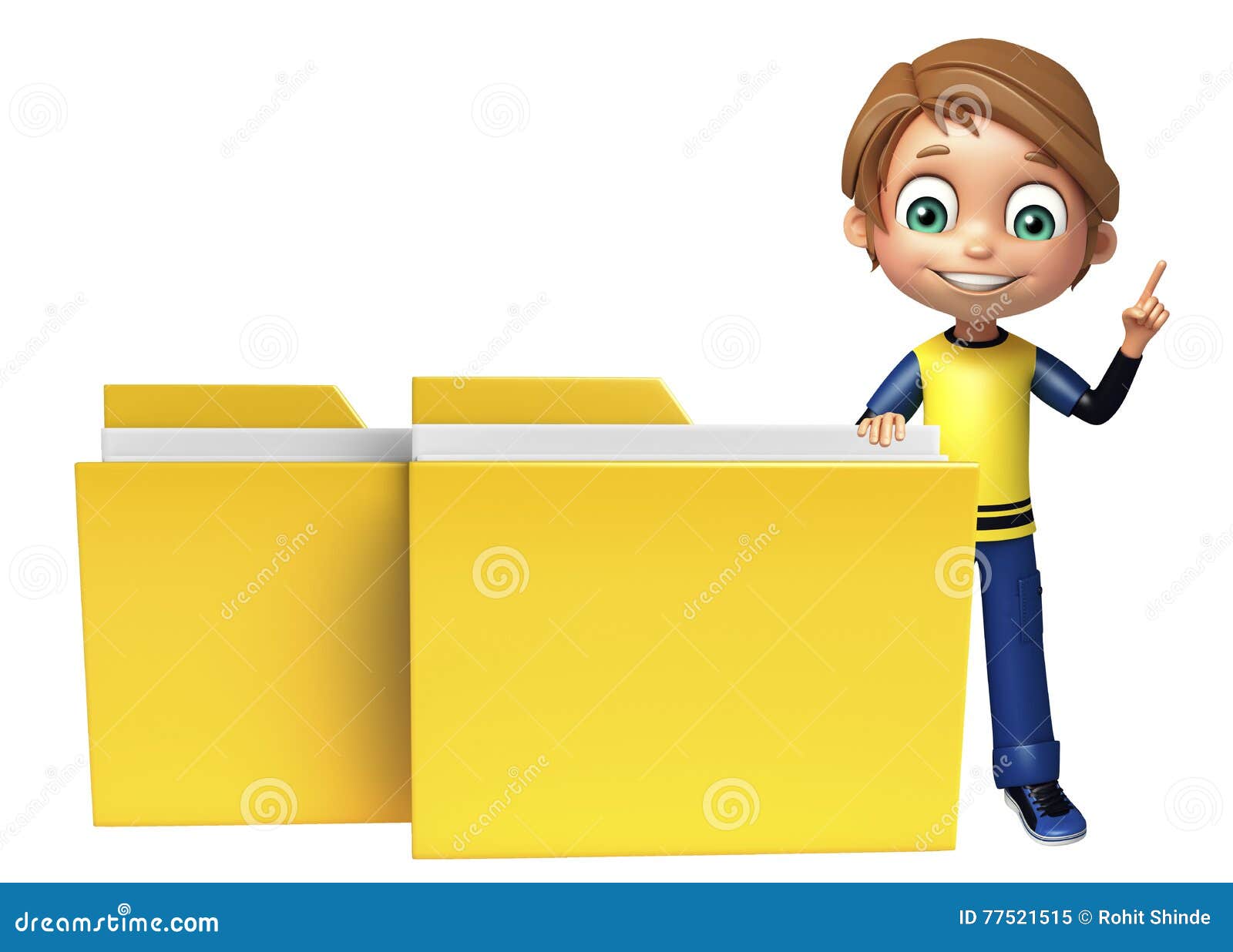 Kid boy with folder stock illustration. Illustration of school - 77521515