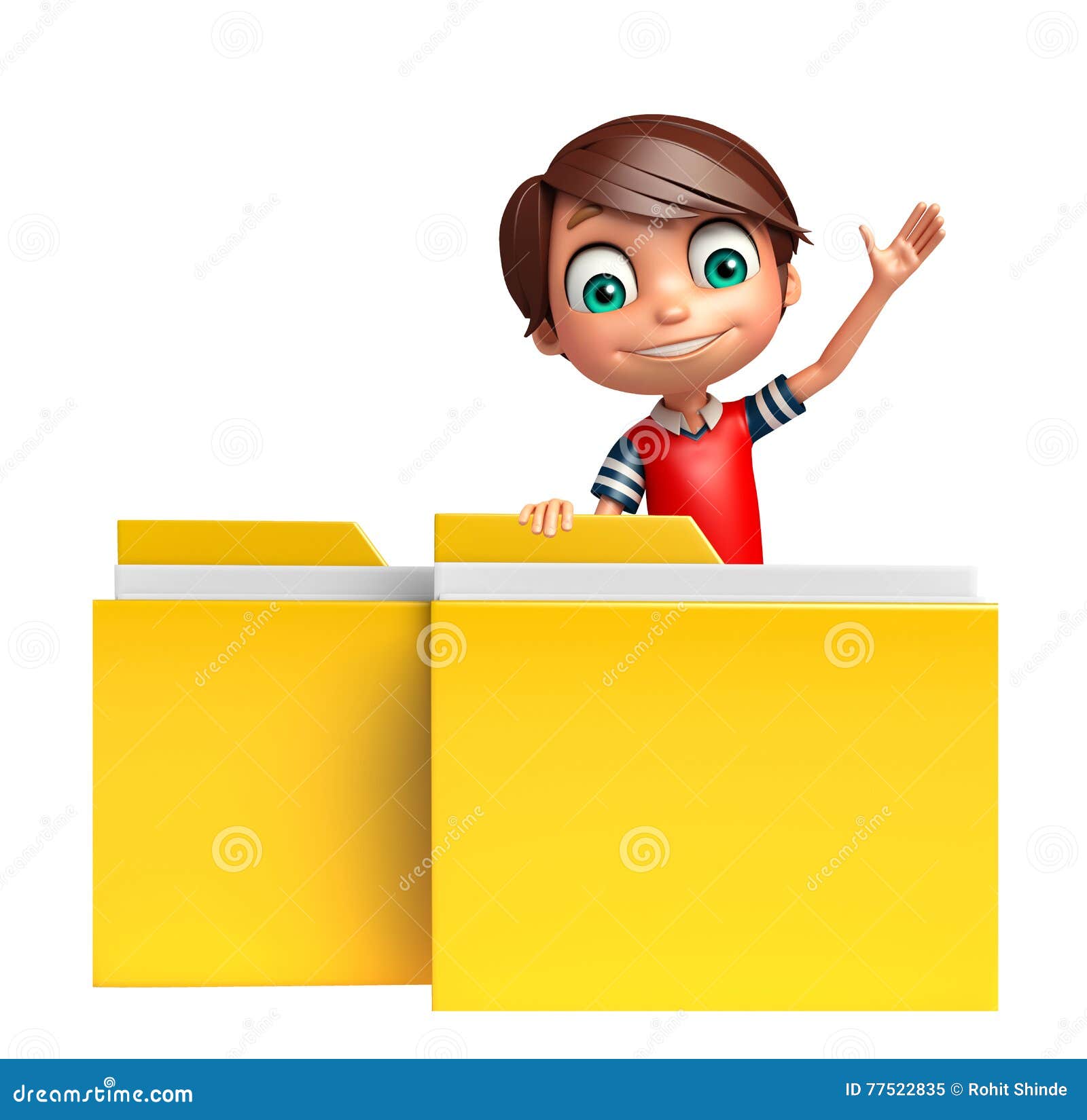 Kid boy with folder stock illustration. Illustration of smile - 77522835