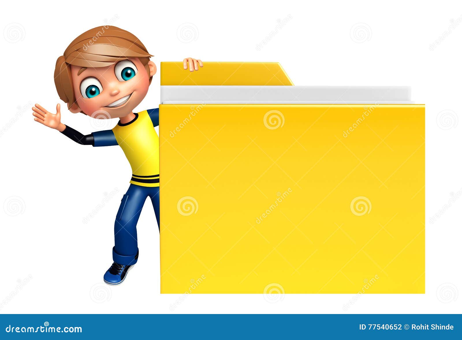 Kid boy with folder stock illustration. Illustration of book - 77540652