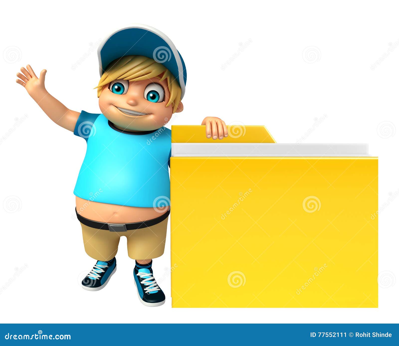 Kid boy with Folder stock illustration. Illustration of learning - 77552111