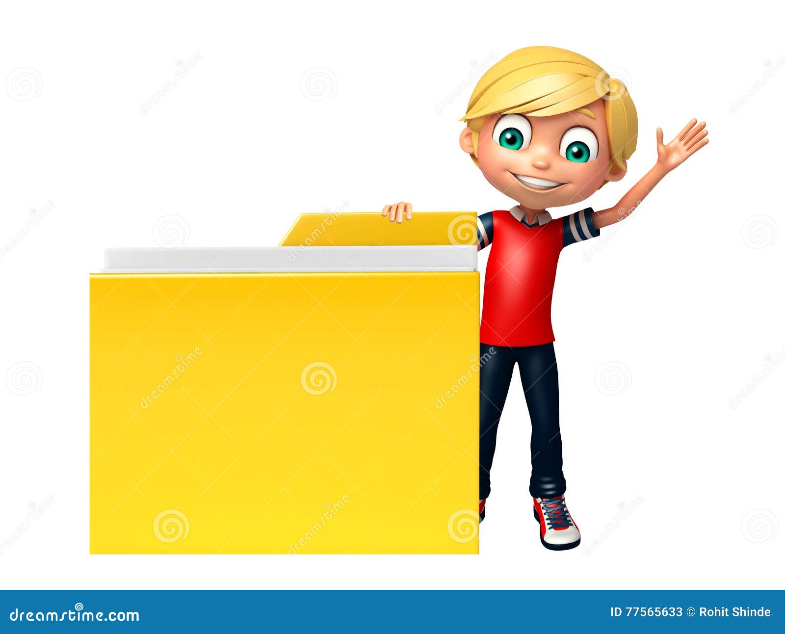 Kid boy with folder stock illustration. Illustration of book - 77565633