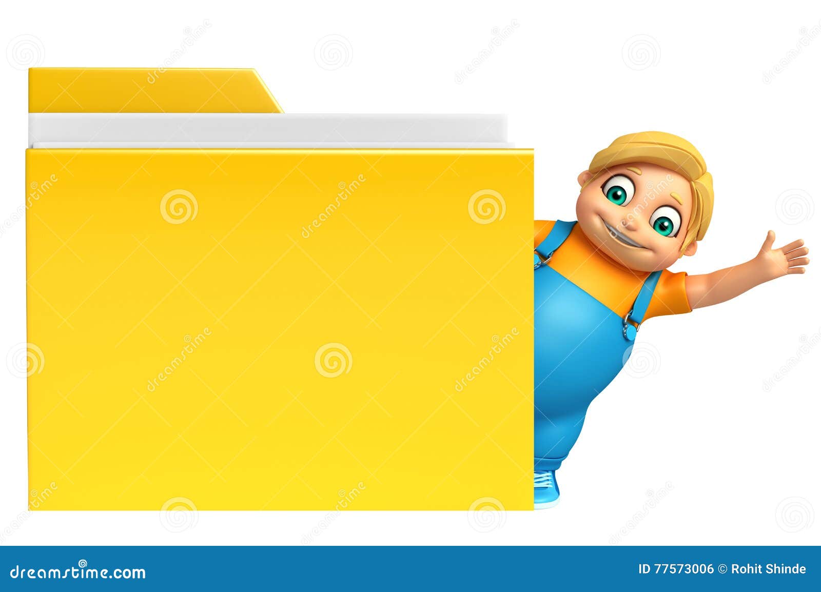 Kid boy with Folder stock illustration. Illustration of rendered - 77573006