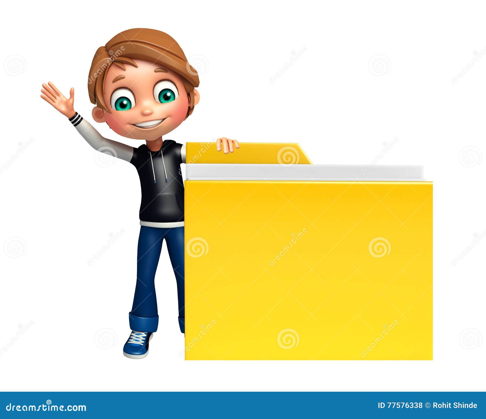 Kid boy with folder stock illustration. Illustration of activity - 77576338
