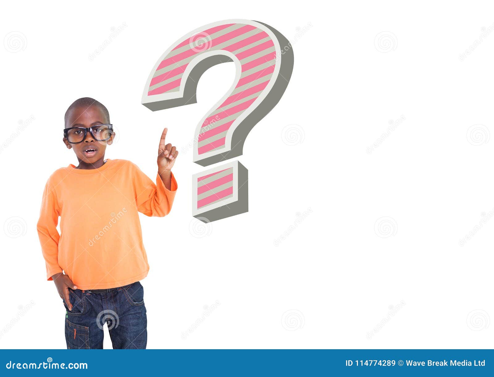 Kid Boy with Funky Question Mark Stock Image - Image of african ...