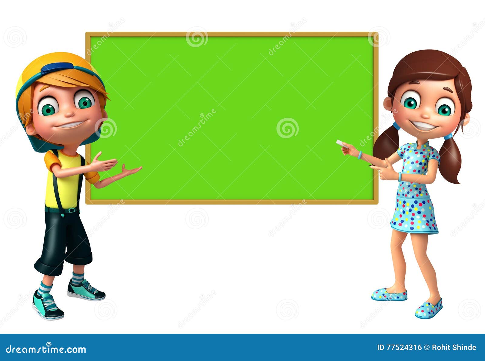 Kid Boy and Girl with Writing Board Stock Illustration - Illustration ...