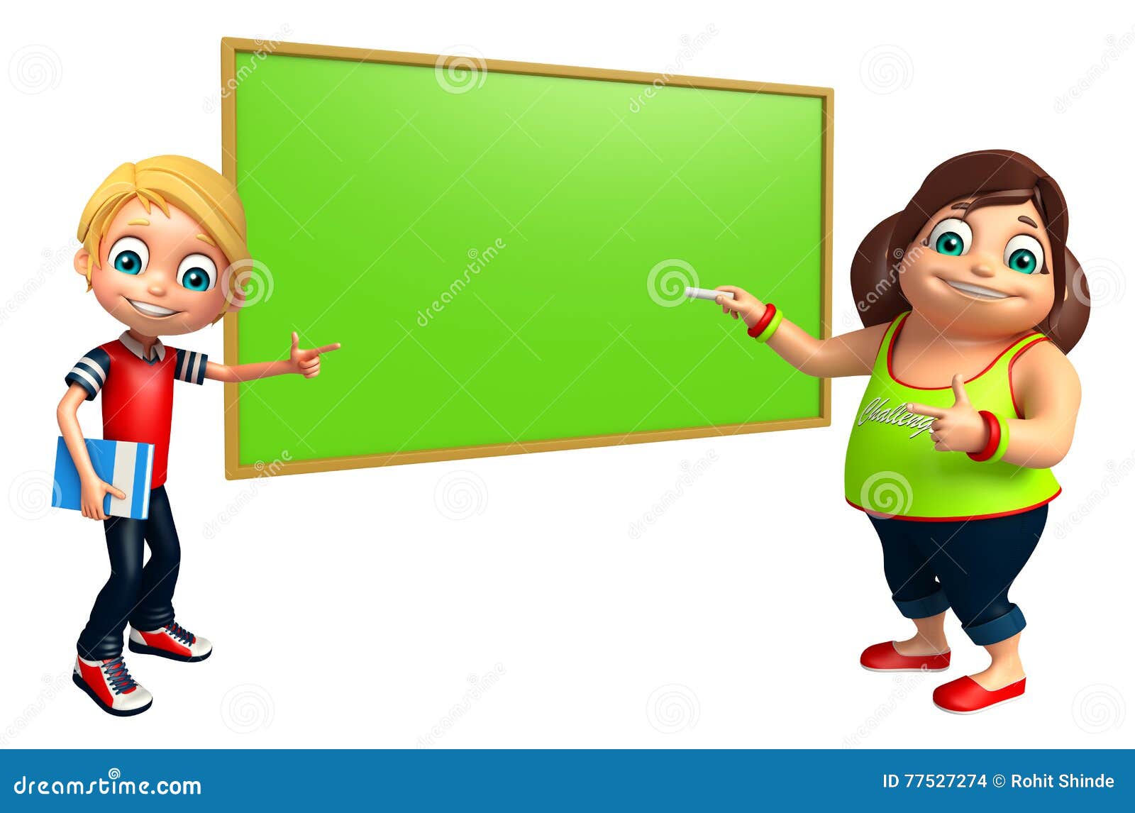 Kid Boy and Girl with Writing Board Stock Illustration - Illustration ...