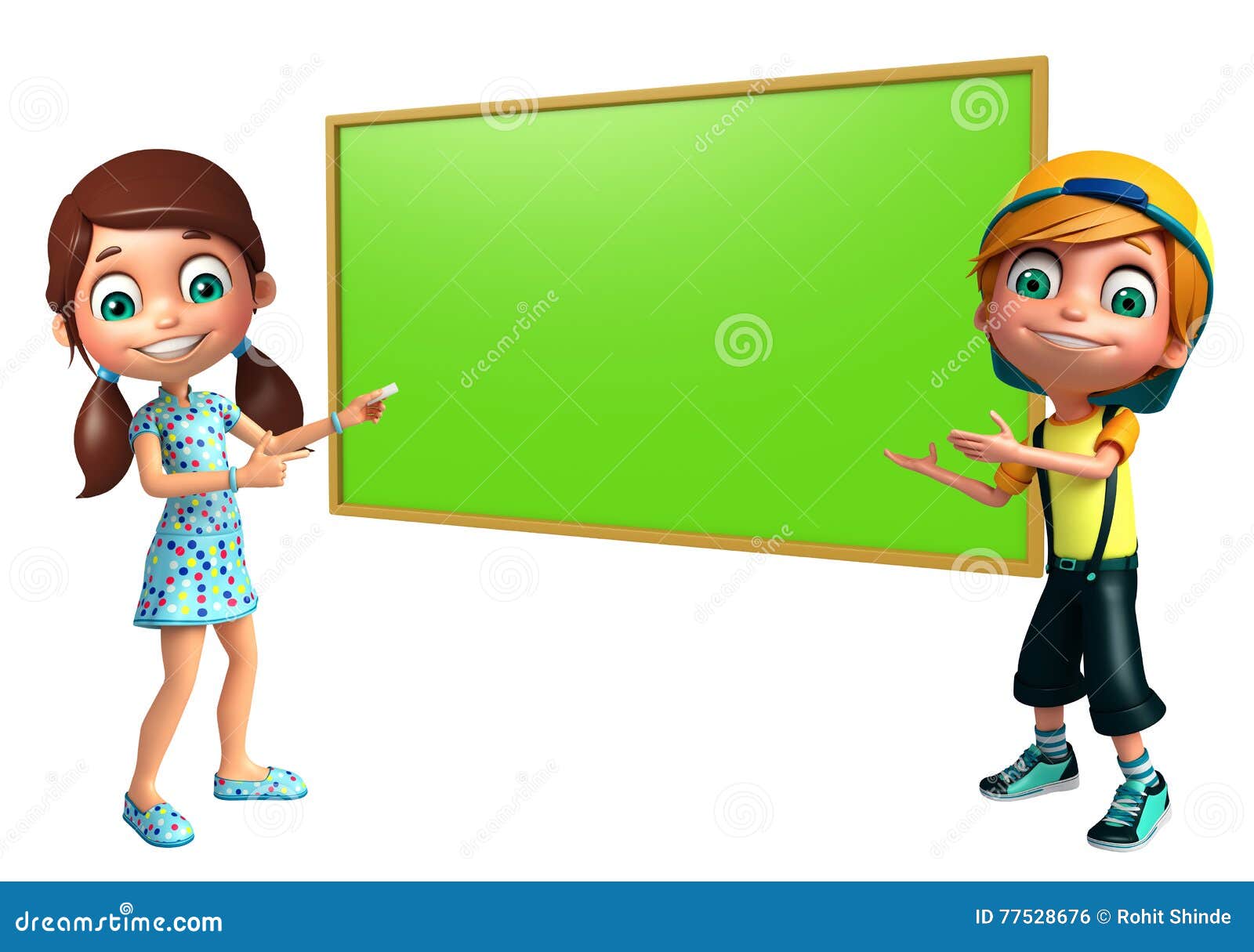 Kid Boy and Girl with Writing Board Stock Illustration - Illustration ...