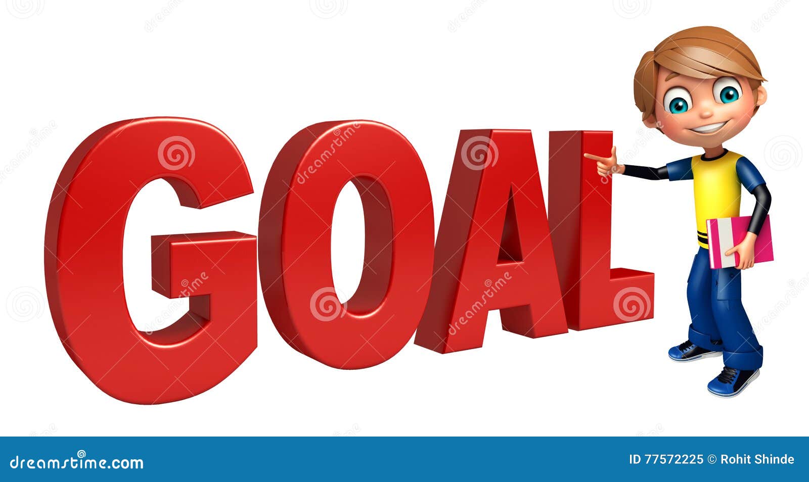 Kid Boy with Goal Sign Book Stock Illustration - Illustration of class ...