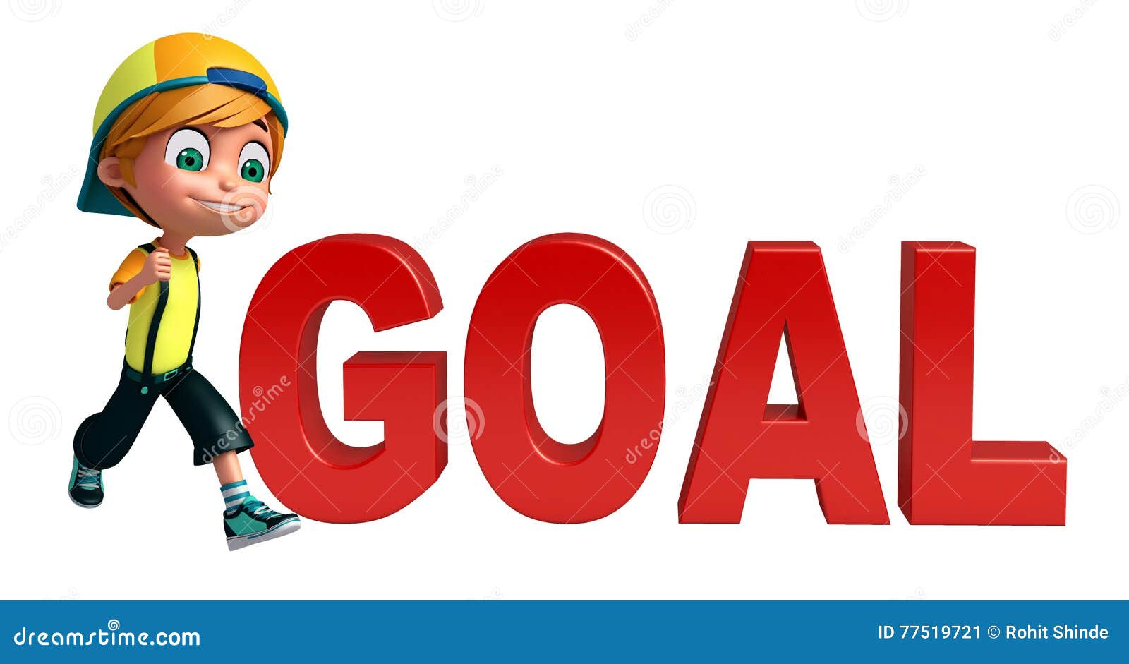 Kid boy with goal sign stock illustration. Illustration of cute - 77519721