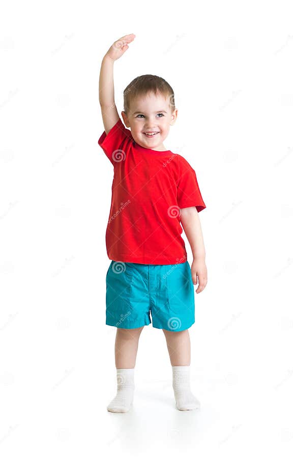 Kid Boy Growing. Isolated on White. Stock Image - Image of growth ...