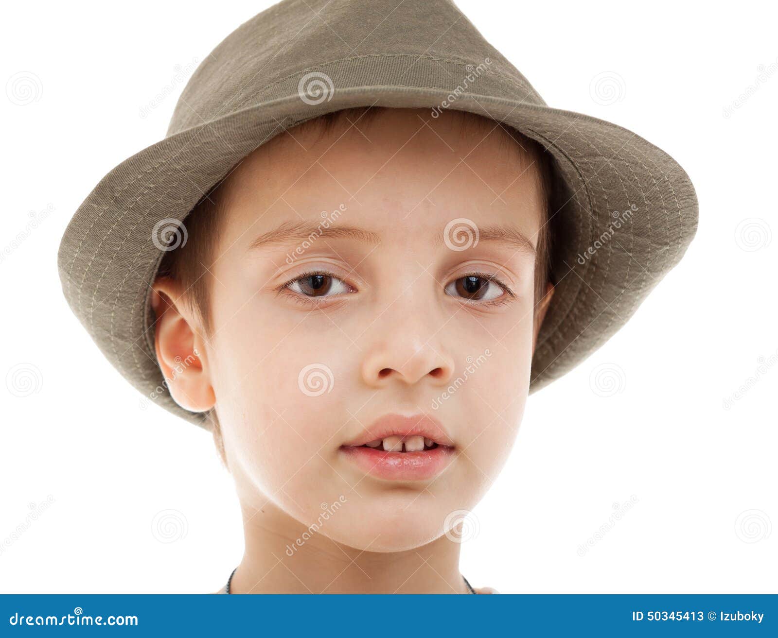 Kid Boy Hat Portrait Closeup Isolated Stock Image - Image of eyes, look ...