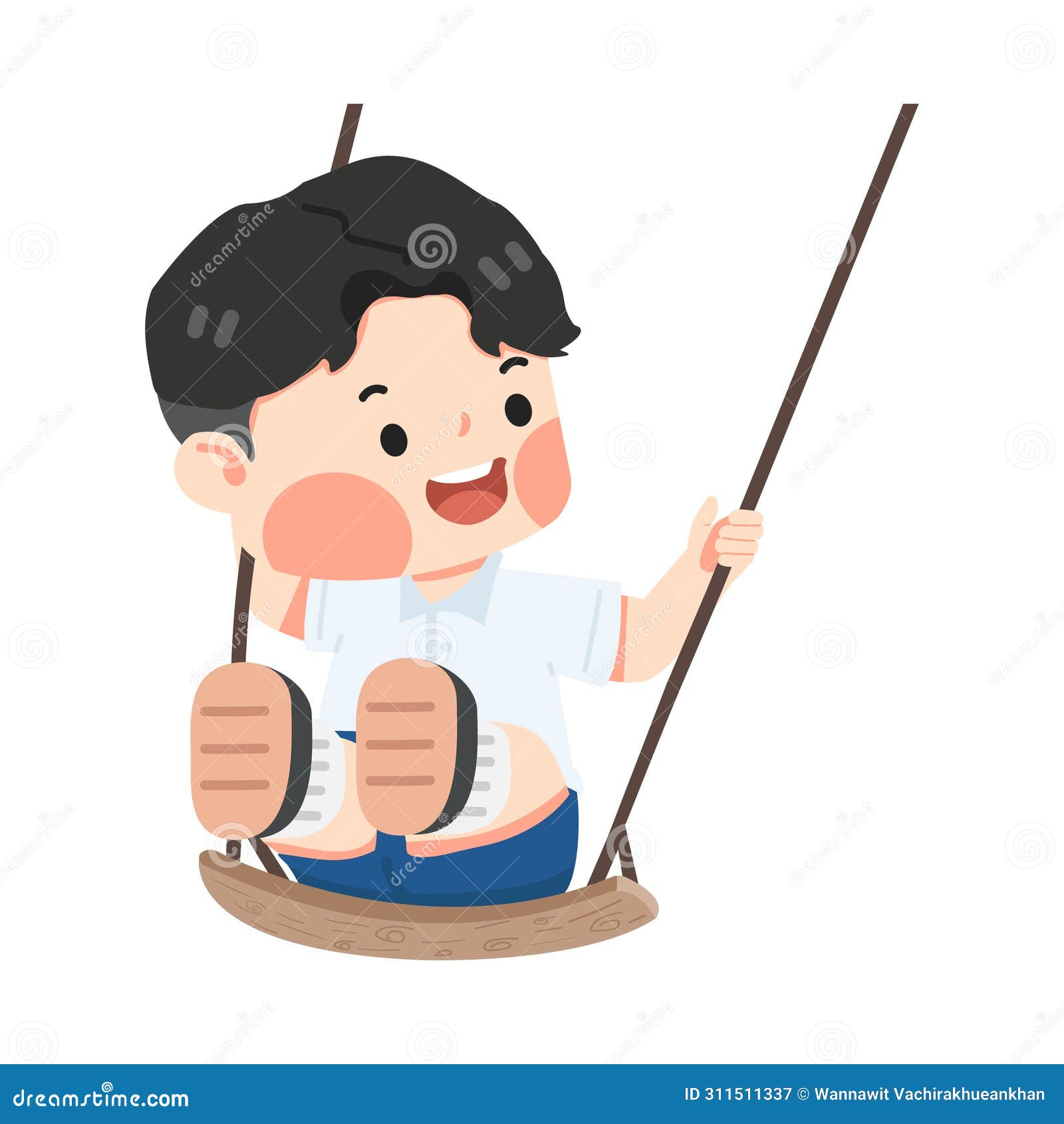 Kid Boy Having Fun on Swing Stock Vector - Illustration of child ...