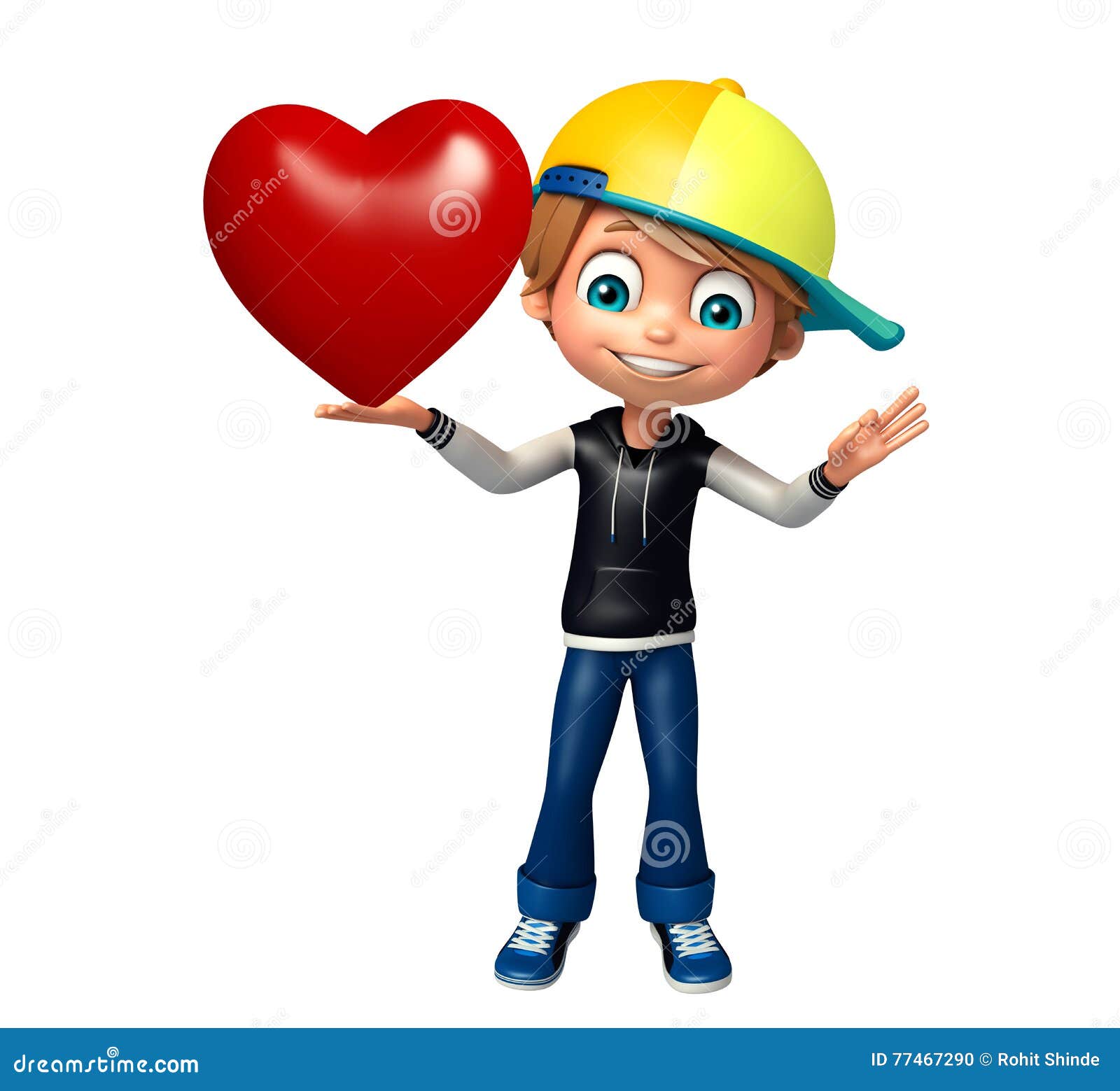 Kid boy with heart stock illustration. Illustration of study - 77467290