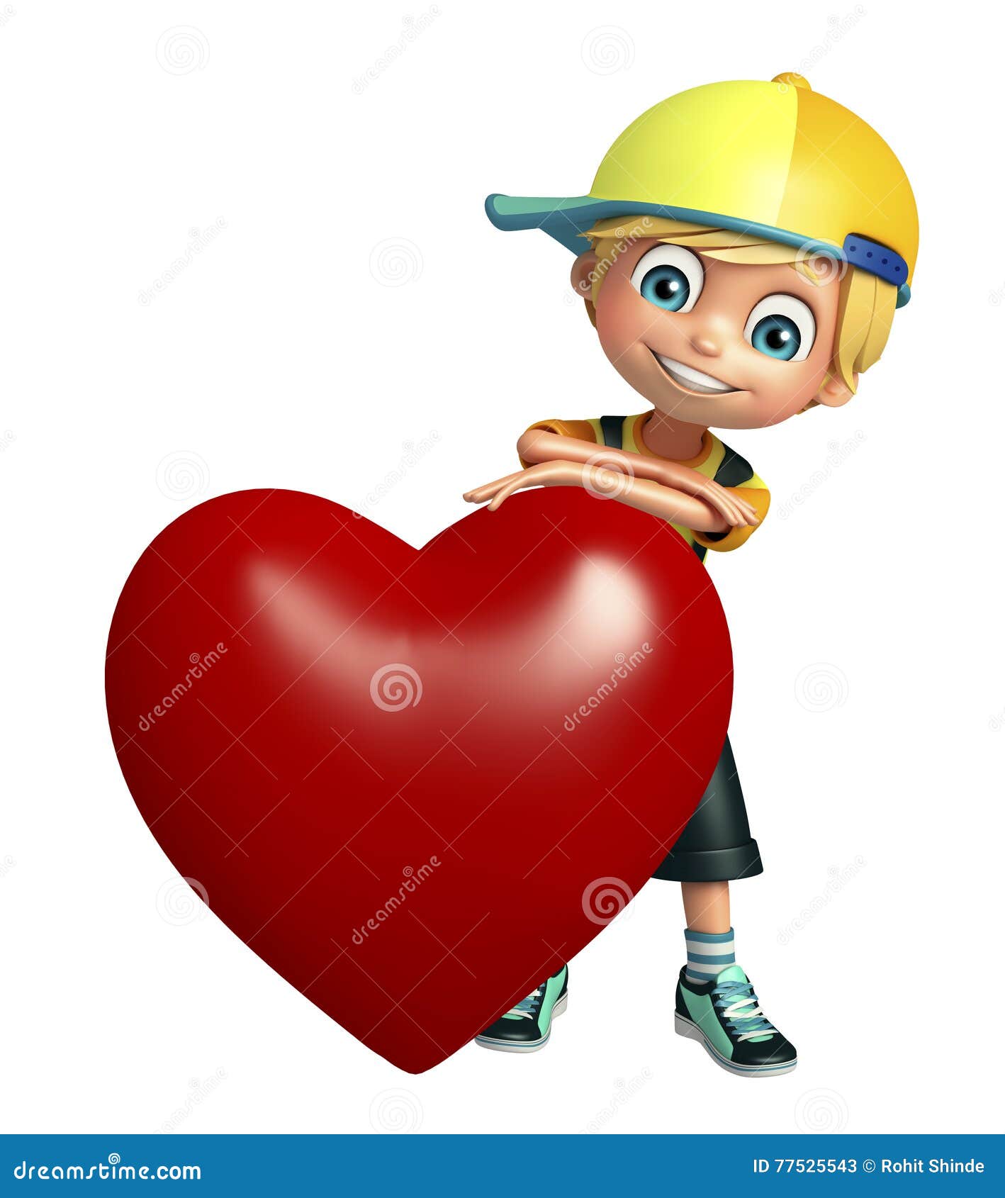 Kid boy with heart stock illustration. Illustration of student - 77525543