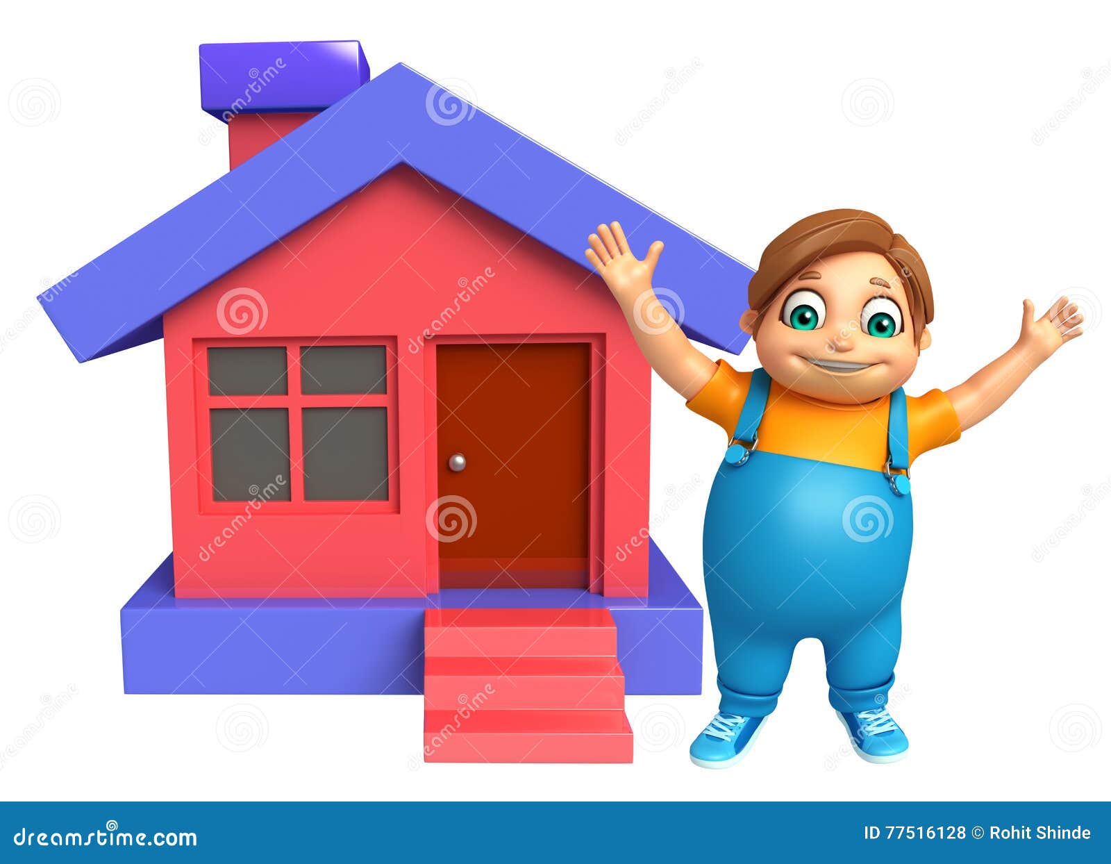 Kid boy with Home stock illustration. Illustration of young - 77516128