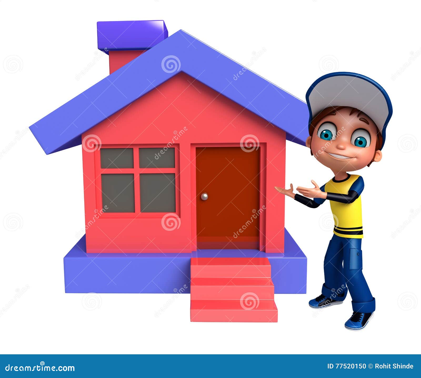 Kid boy with home stock illustration. Illustration of smile - 77520150
