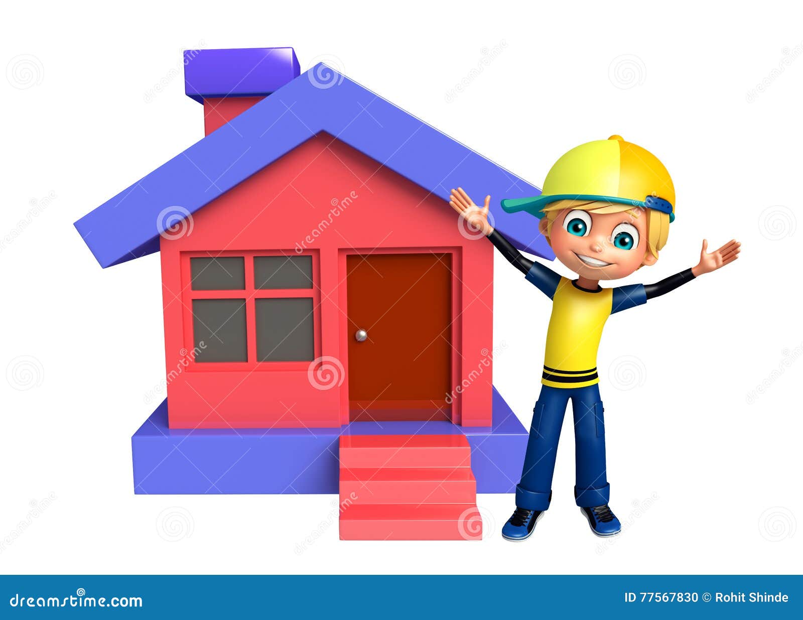 Kid boy with home stock illustration. Illustration of young - 77567830