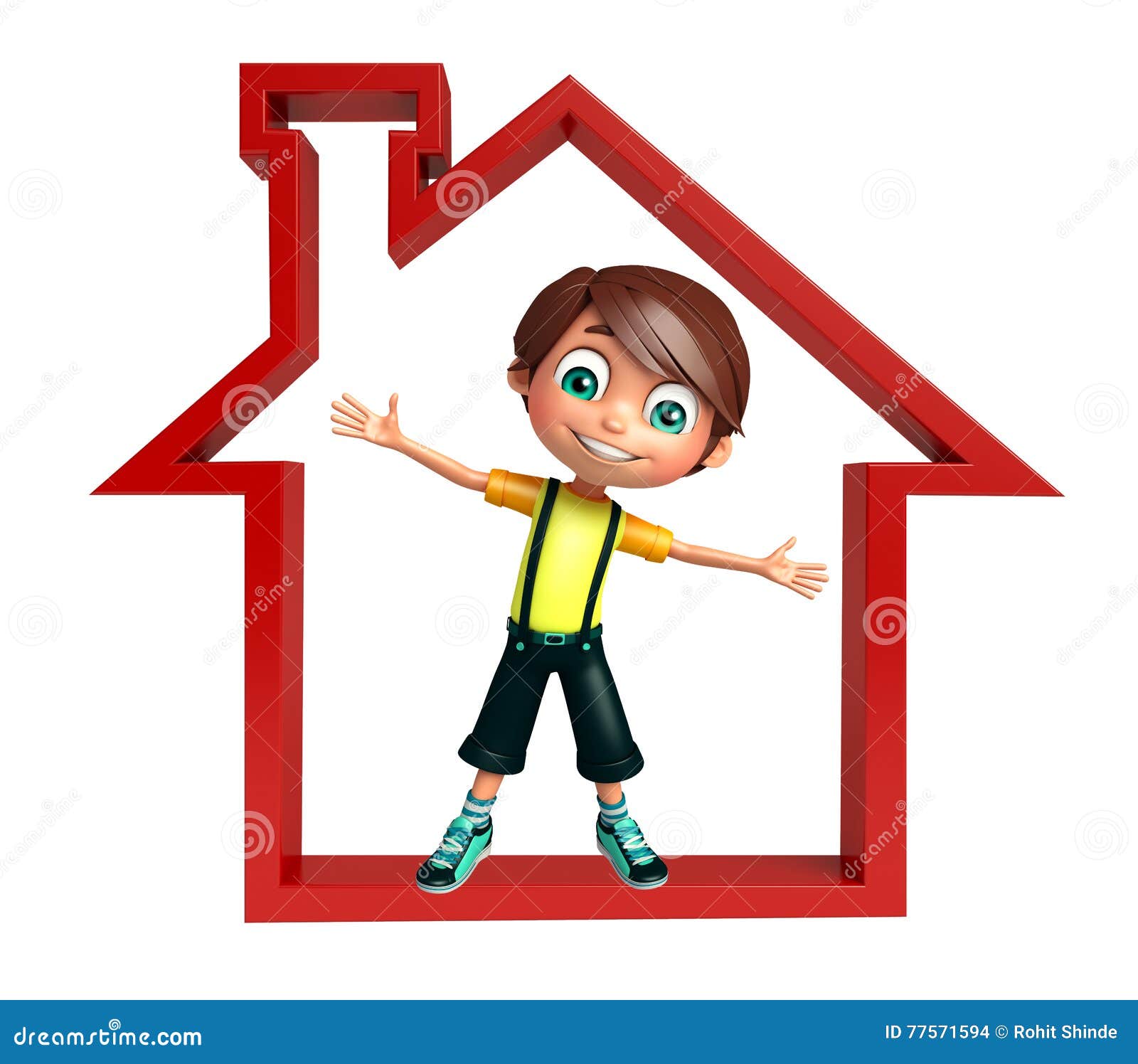 Kid boy with home sign stock illustration. Illustration of student ...
