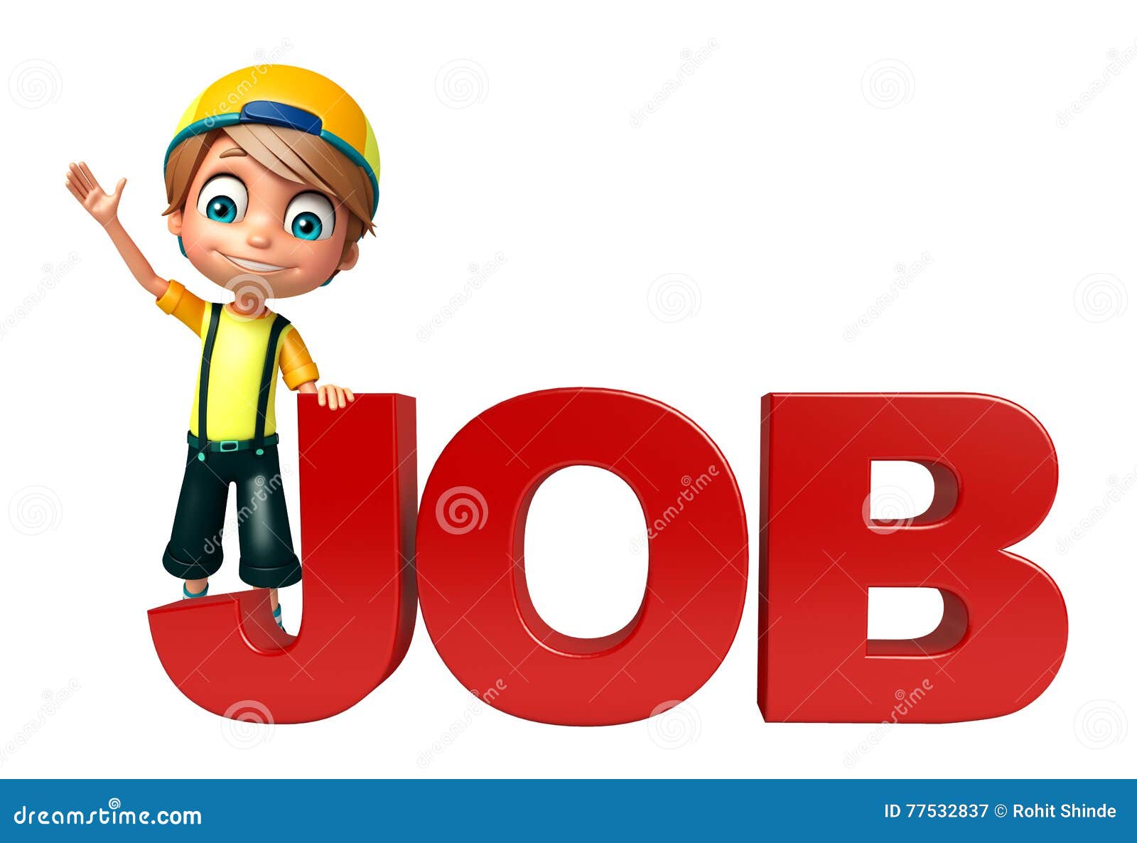 Kid boy with job sign stock illustration. Illustration of young - 77532837
