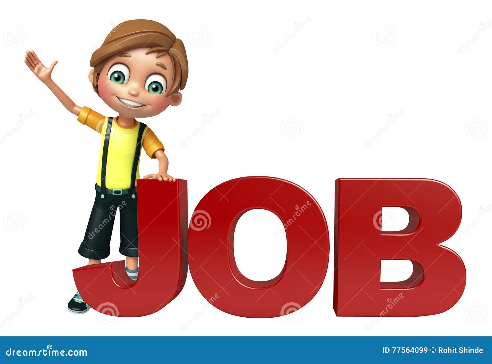 Kid boy with job sign stock illustration. Illustration of preschooler ...