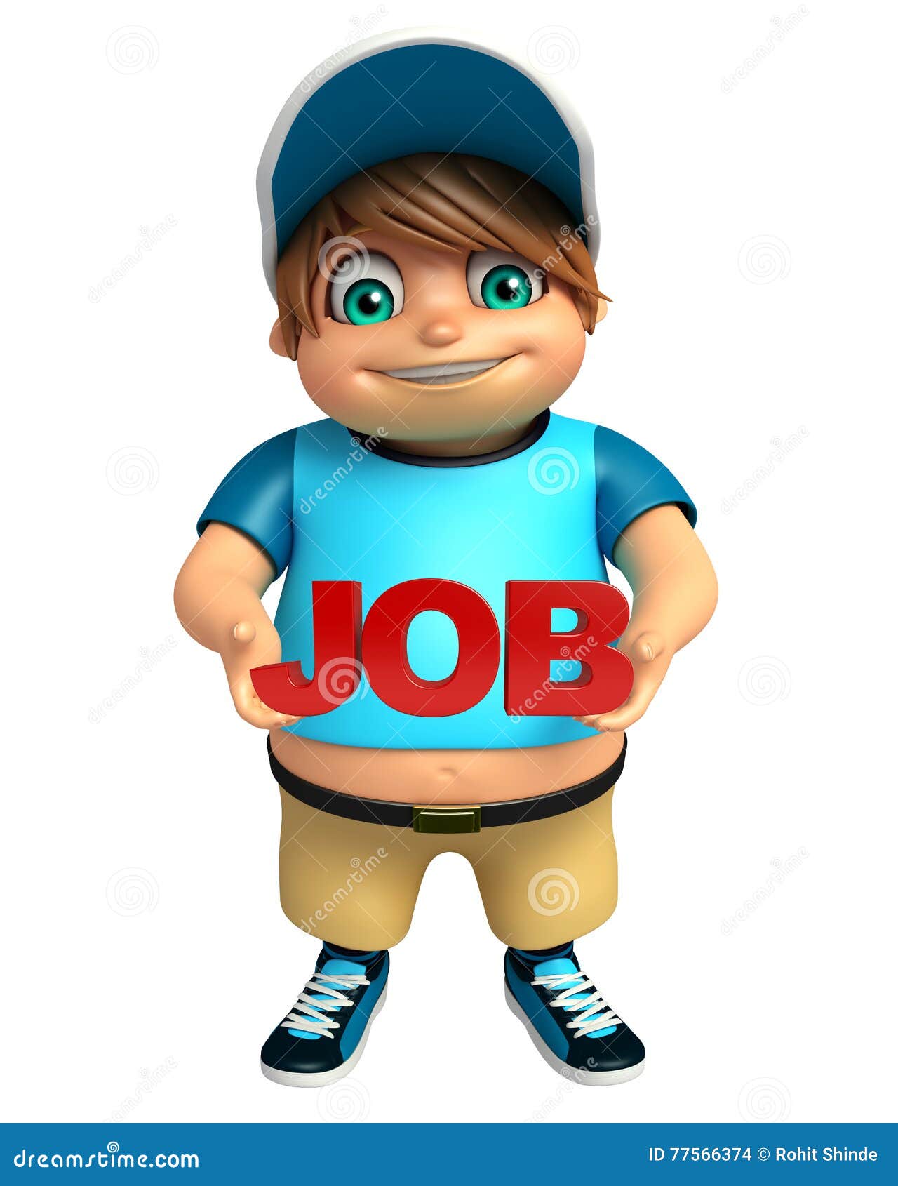 Kid boy with Job sign stock illustration. Illustration of playful ...