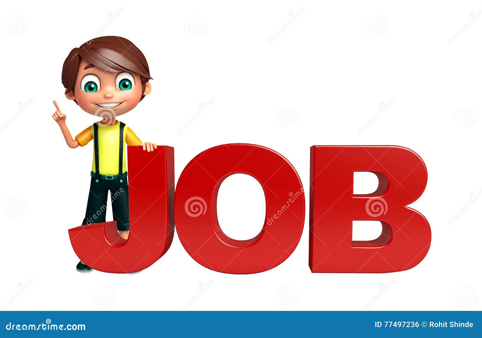 Kid boy with job sign stock illustration. Illustration of character ...