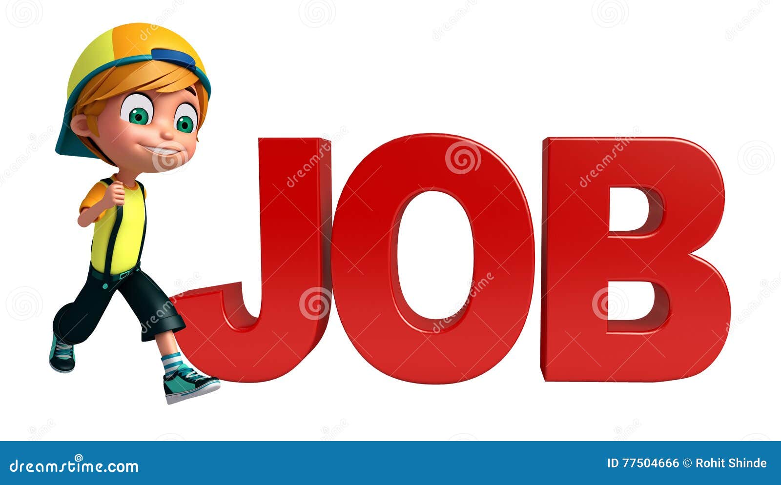 Kid boy with job sign stock illustration. Illustration of education ...